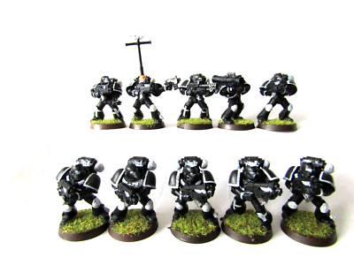 A30 WARHAMMER 40K SPACE MARINES ARMY - TACTICAL SQUAD BLACK BASECOATED ...