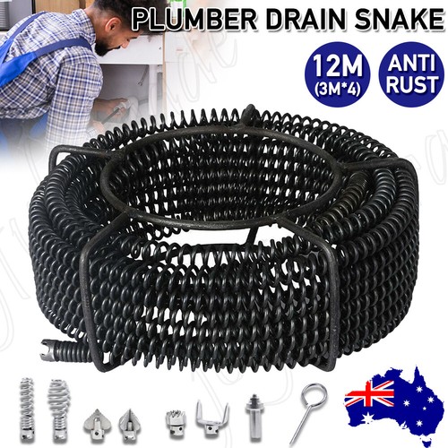 Plumber Drain Snake Pipe Cleaner Pipeline Sewer 12M 6 Drill Bit Tool ...