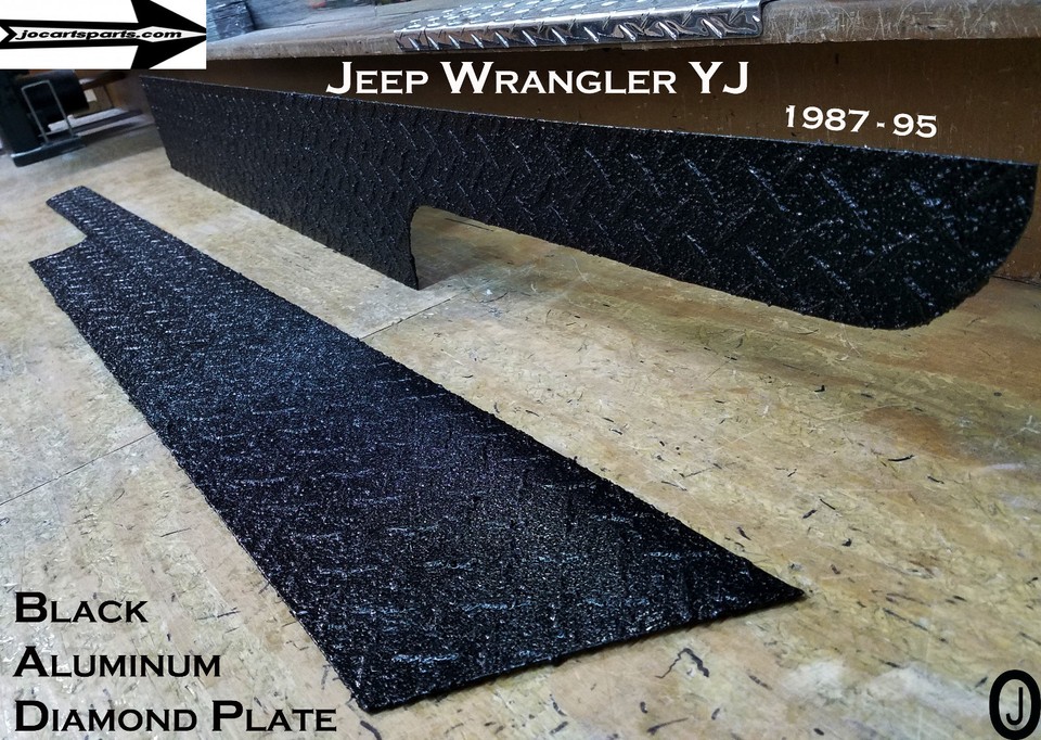 Fits Jeep Wrangler YJ Black Aluminum Diamond Plate Side Rocker Panel ...