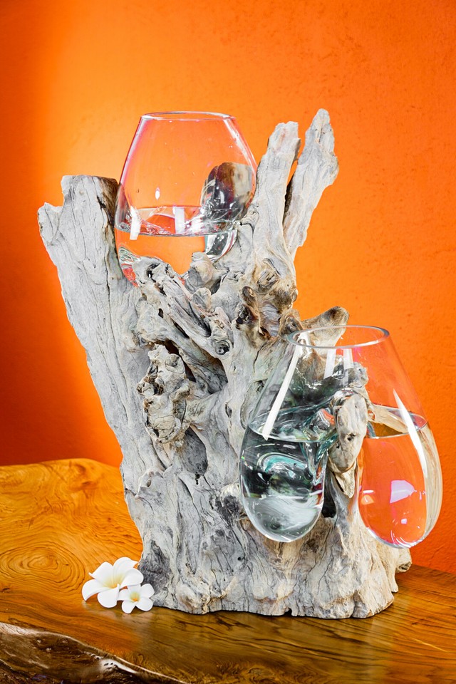 Molten Glass Root Wood Teak Bali Hand-Blown Unique Vase Handmade | eBay