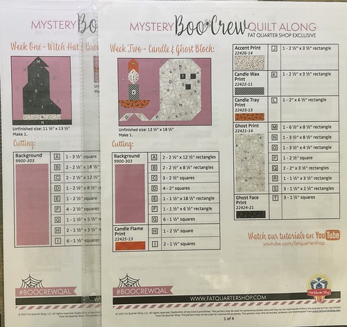 FQS~BOO CREW MYSTERY~Quilt Along~Quilt Kit~Pattern/Fabric/Backing~33.5 ...