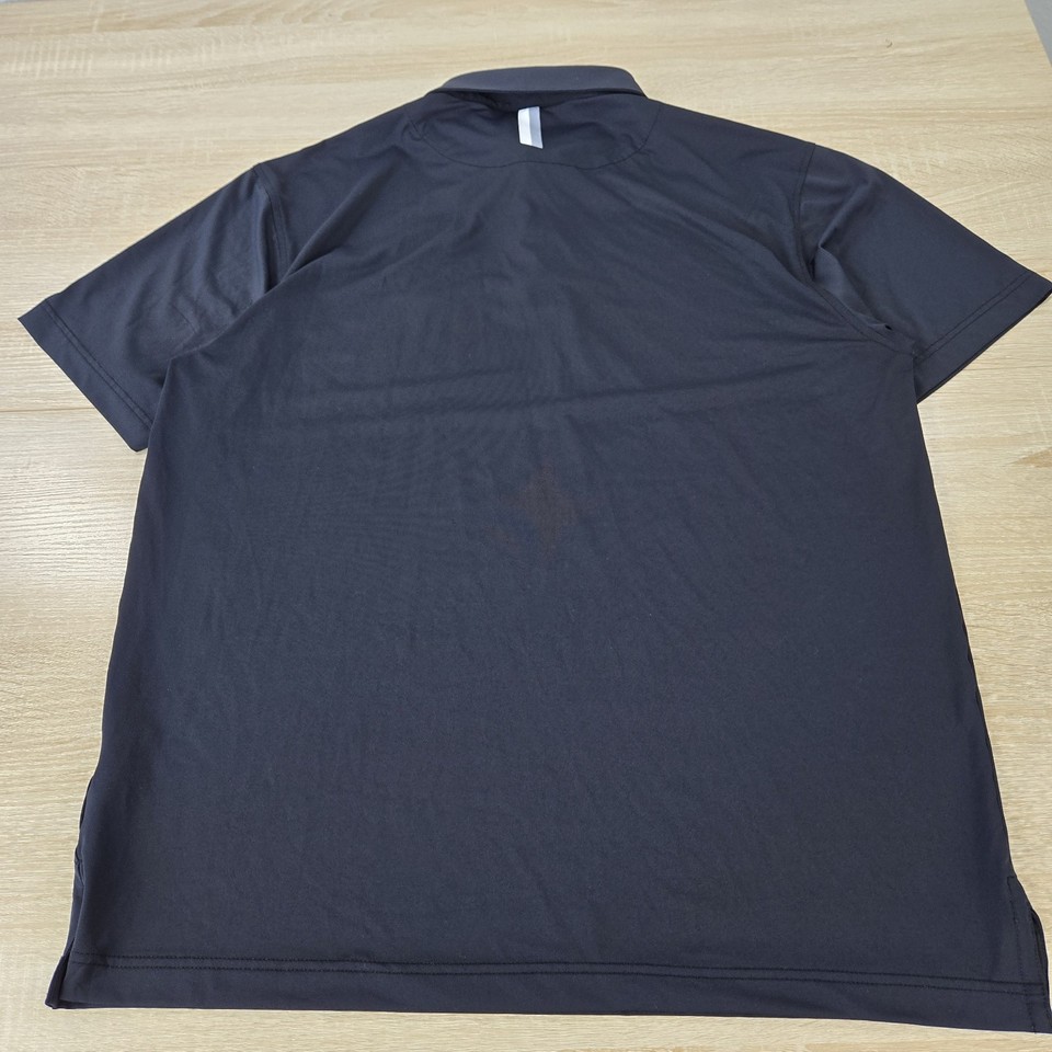 Men's L Rhoback Solid Black Monochrome Performance Polyester Golf Polo Shirt | eBay