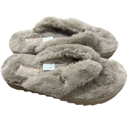 Koolaburra by UGG Brown Furr-ee Fur Tong, Flip Flop Slippers Sandals ...