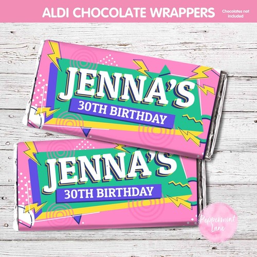 DIGITAL or PRINTED 90s Nineties 1990s CHOC WRAPPER ALDI BIRTHDAY PARTY ...