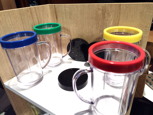 4 magic bullet blender handled cups with color rings 4 colors + 3 More ...