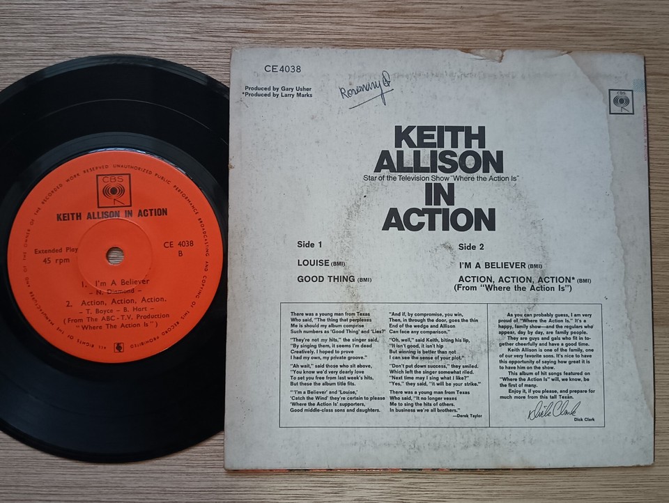 KEITH ALLISON In Action - Rare Singapore Malaysia CBS 45rpm 7" EP ...