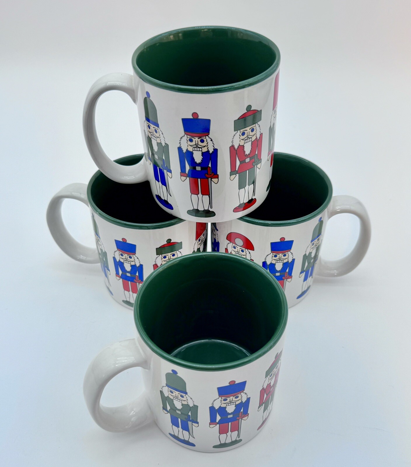 Vintage Nutcracker Toy Soldiers Coffee Tea Mug Cups Green Interior Made ...