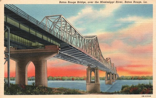 Baton Rouge Bridge Over The Mississippi River Baton Rouge LA Vintage ...