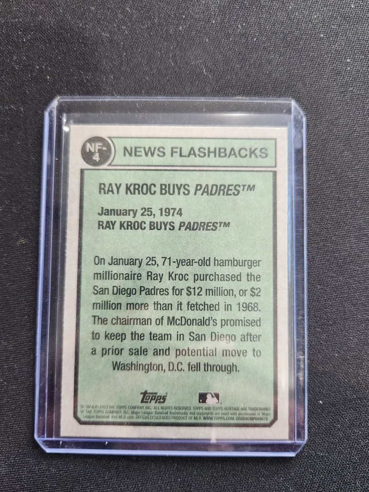 2023 Topps Heritage Baseball Ray Kroc News Flashbacks #NF-4 | eBay