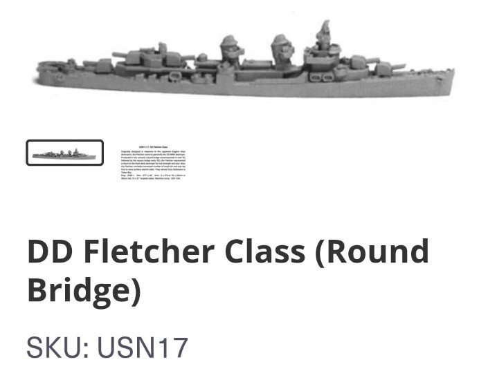 GHQ Micronauts WWII USA 1/24 DD Fletcher Class Destroyers - Round ...