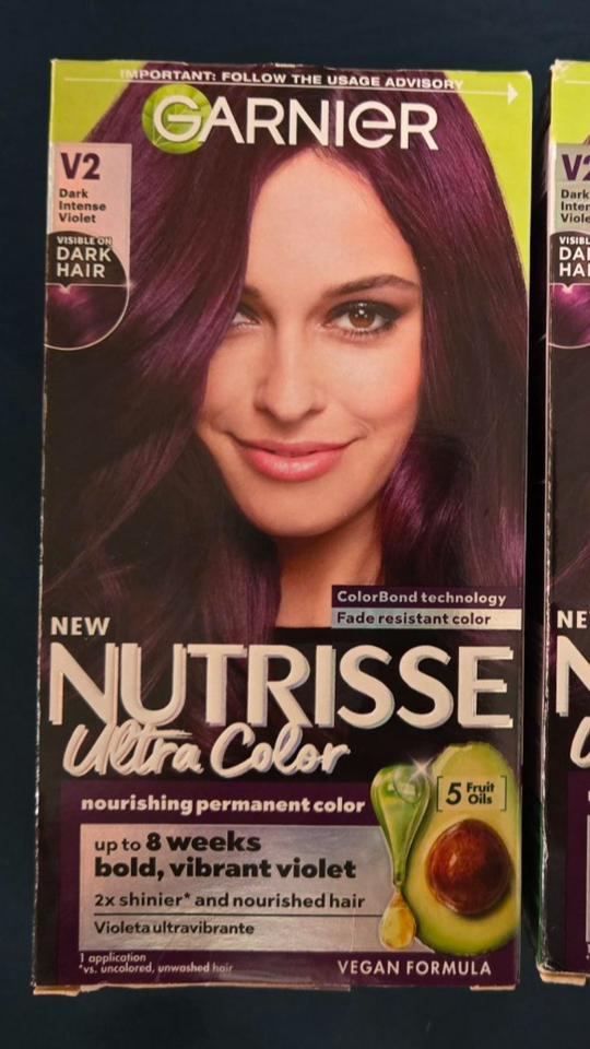 2 new boxes Garnier Nutrisse Ultra Permanent Hair Color, V2, Dark ...