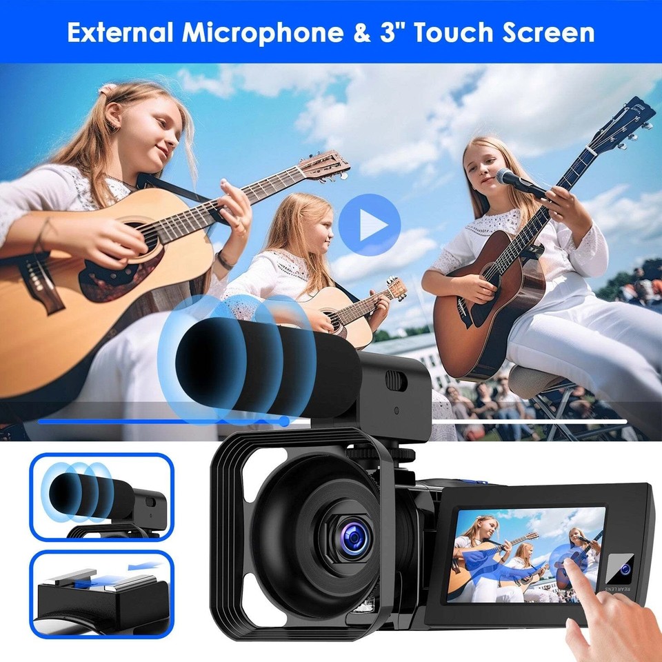 5K Video Camera 56MP Dual Lens Camcorder WiFi IR Night Vision Vlogging ...