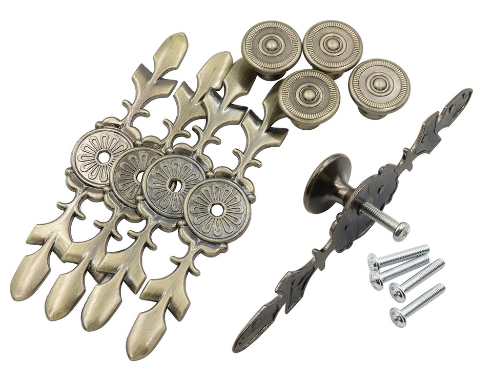 LBY 5pcs Cabinet Knobs Pulls Handles, Vintage Style Door Knob Back ...