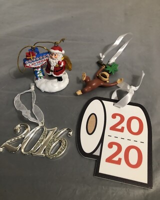 Hallmark Ornament Curious George + Santa Las Veg. +20/20 + 2016 ...