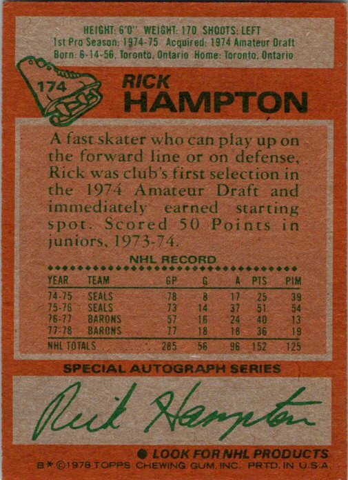 1978 Topps #174 Rick Hampton Good | eBay