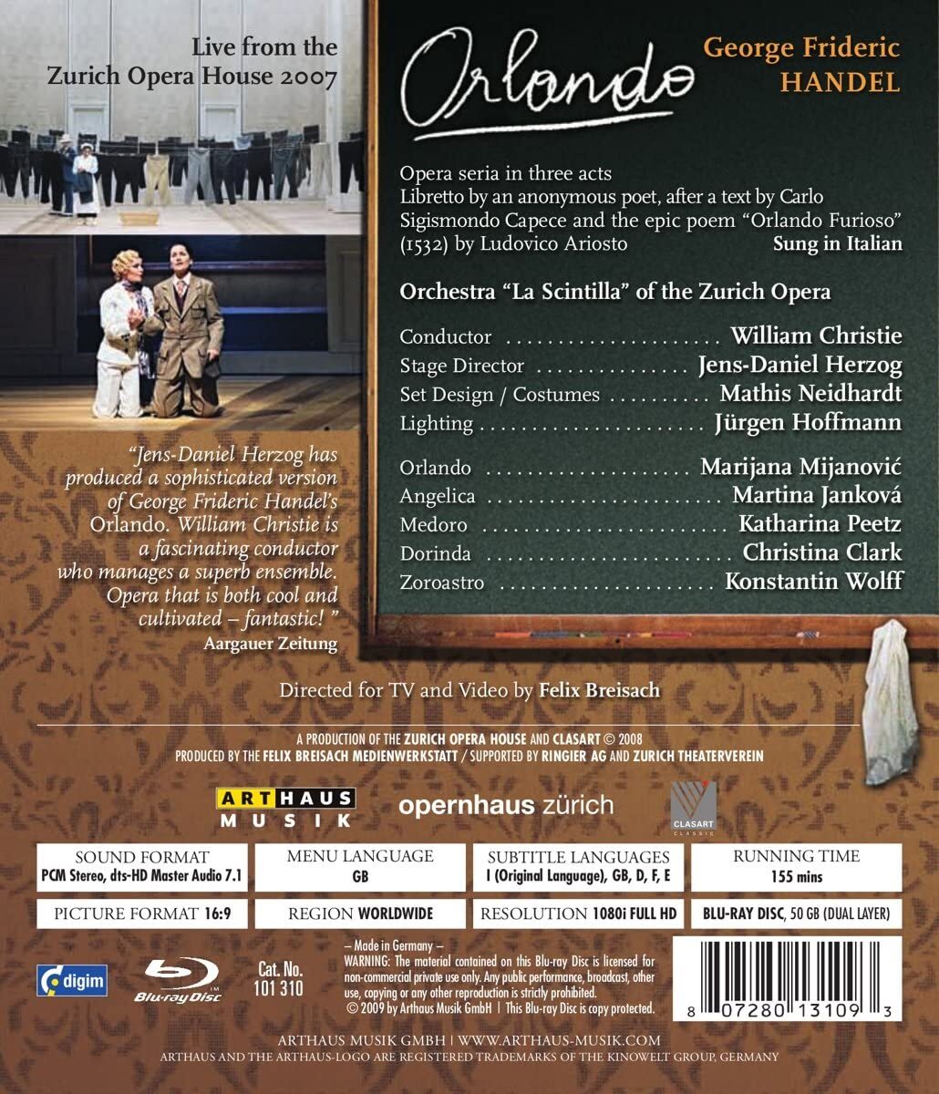 Orlando, opera by George Frideric Handel (Opernhaus Zürich 2007) (Blu ...