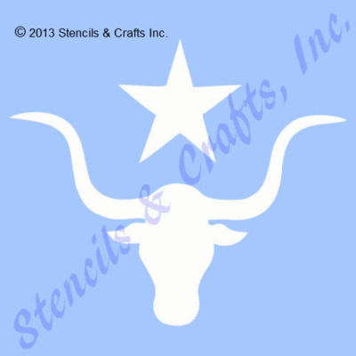 8" LONGHORN STENCIL LONG HORN WESTERN STENCILS FARM ANIMAL STAR ART ...