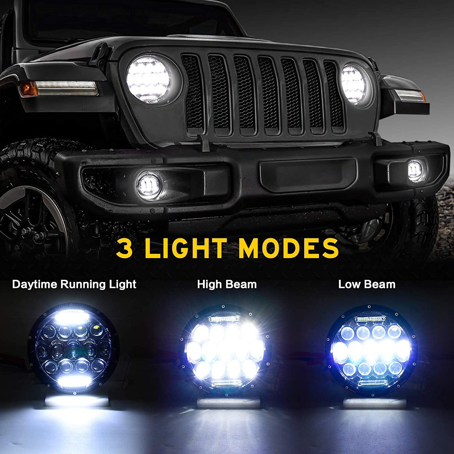 7" INCH Halo LED Headlight DRL & 4" Fog Lights Combo Kit For Hummer H3 ...