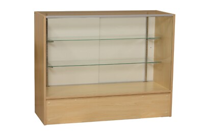 Maple Wood Full Vision 48 Inch Display Showcase with Shelving and Doors ...