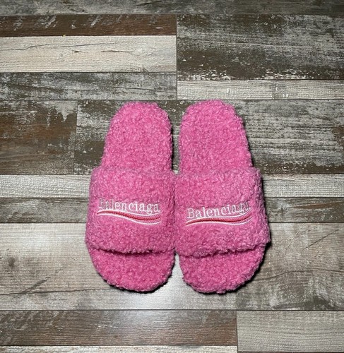 Balenciaga Pink Furry Slides Men Size 10 | eBay