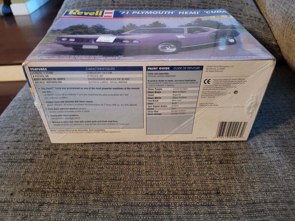 Revell Monogram 1971 Plymouth Hemi Cuda 1:24 Scale Model Car Kit 85 ...