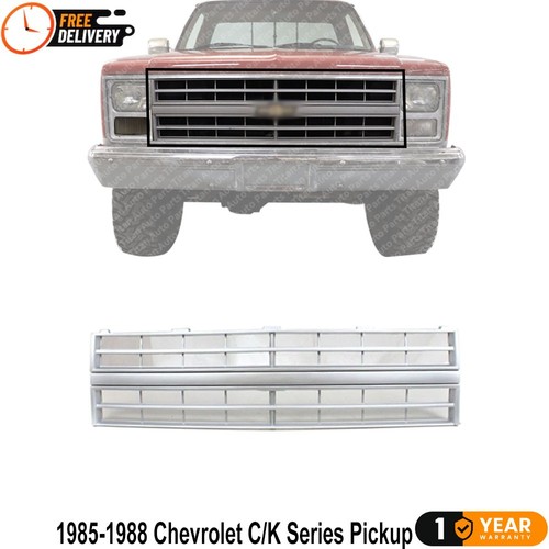NEW FRONT GRILLE ASSEMBLY SILVER PLASTIC FOR 1985-1988 CHEVY C/K SERIES ...