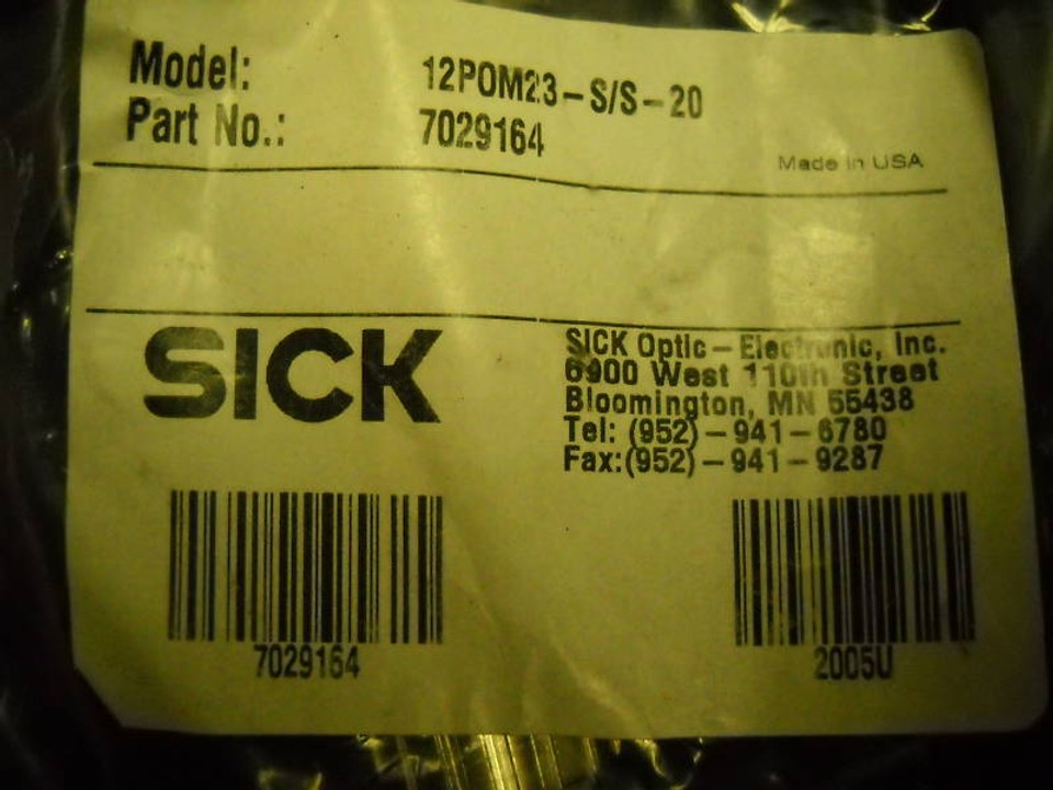 SICK 12POM23-S/S-20 12-PIN 20M CABLE PART #7029164 NIP! | eBay