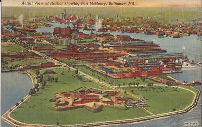 Baltimore, MARYLAND - Harbor & Fort McHenry - 1940 - Birdseye | eBay