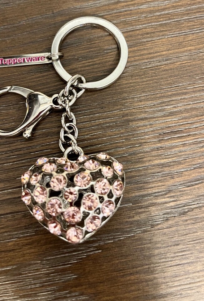 ~RARE~ Tupperware Rhinestone Heart keychain and Heart Stretch Ring ...
