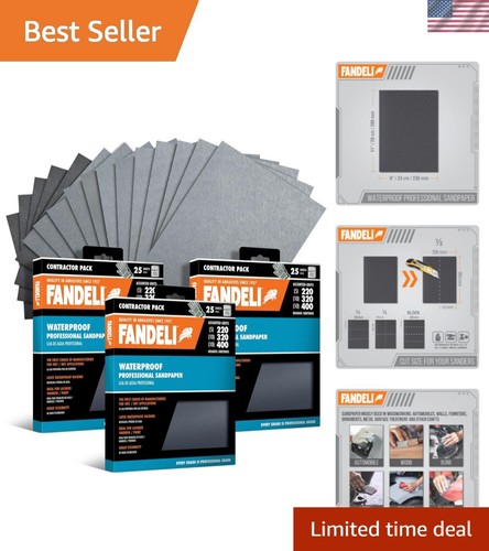 75 Sheets Multi-Purpose Waterproof Sanding Paper, Assorted Grits 220 ...