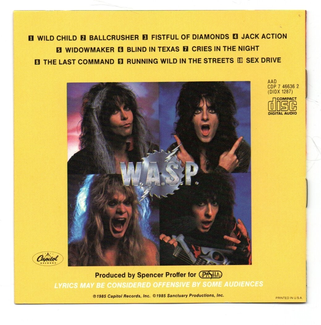 WASP: THE LAST COMMAND CD CAPITOL RECORDS W.A.S.P. BLACK LAWLESS HARD ...