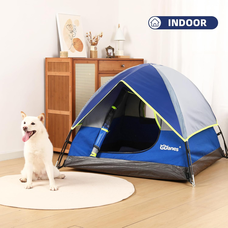 Blue Dog Tent, Portable Indoor/Outdoor Dog House, Dog Bed with Soft Pad ...