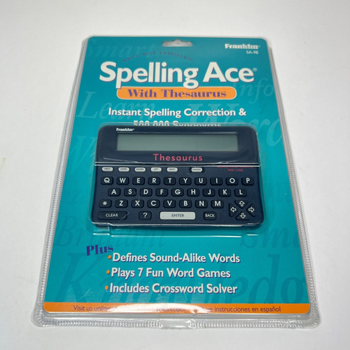 Franklin Spelling Ace with Thesaurus SA-98 Handheld Vintage 1997 New in ...