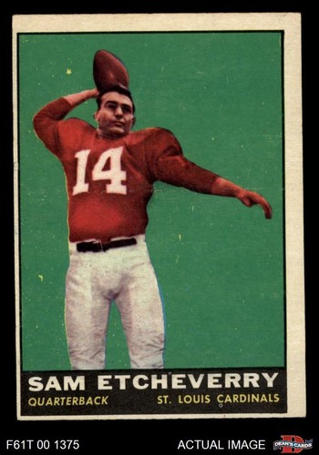 1961 Topps #115 Sam Etcheverry Cardinals-FB RC CFL HOF Denver 2 - GOOD ...