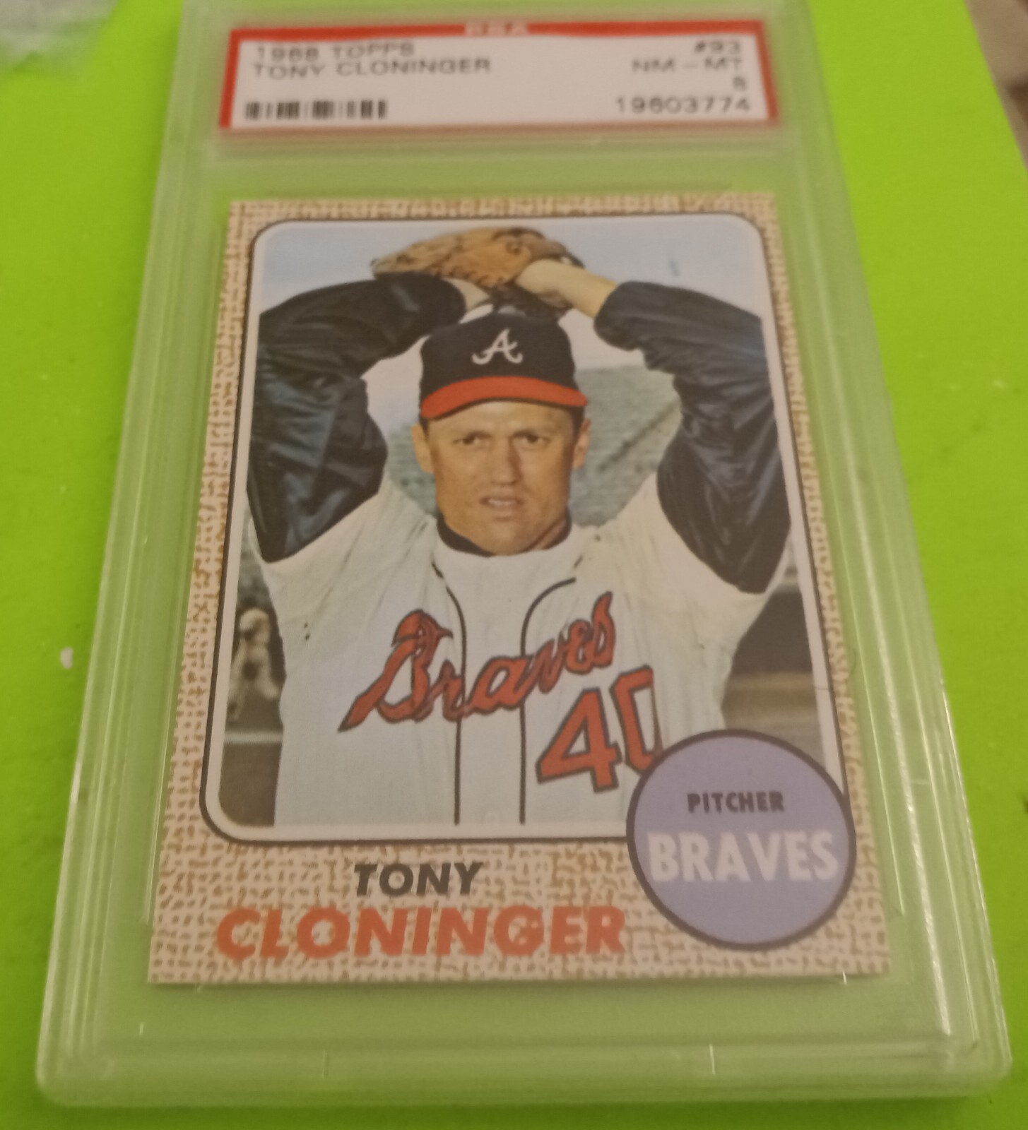1968 Tony Cloninger Topps MLB Baseball Card #93 Atlanta Braves PSA 8 NM ...