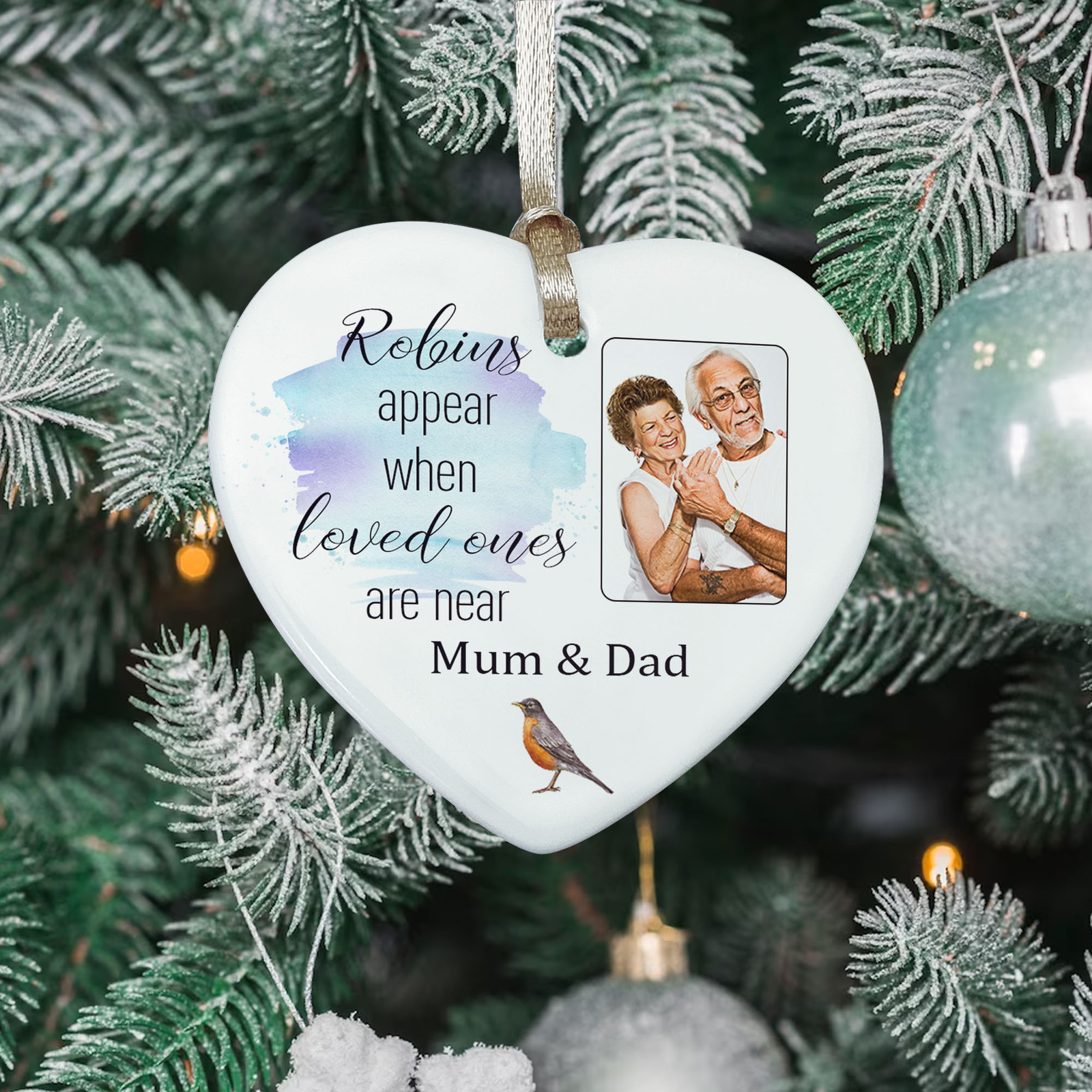 Personalised Robin Memorial Plaque Remembrance Gifts Christmas Decor ...