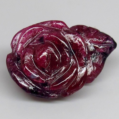 PRUDENT! 24.35ct.Top Rose Carving Natural Unheated Red with Green Ruby ...