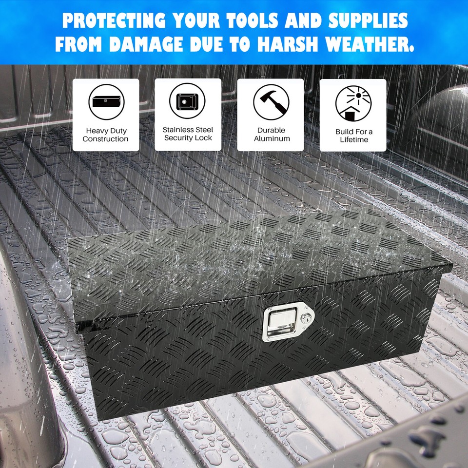 Aluminum 44"X15"X15" Heavy Duty Pickup Truck Bed Storage Tool Box w ...