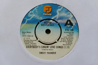 SWEET THUNDER – EVERYBODY’S SINGIN’ LOVE SONGS Promo 7″ – EXC UK 1978 ...