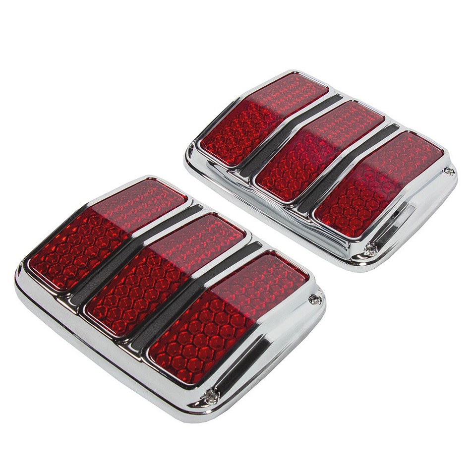 Flush Mount Taillight Kit W/ Chrome Concours Bezels/Hex Red Lens Mustang 65-66 | eBay