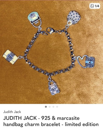 JUDITH JACK 925 SS & marcasite Detail Handbag Charm Bracelet | eBay