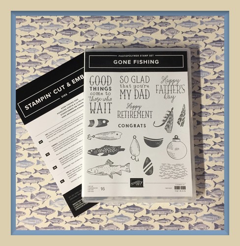 Stampin Up! GONE FISHING Stamp Set, Dies, & LET'S GO FISHING DSP #429 ...