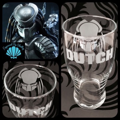 Personalised Predator Pint Glass Gift Handmade & Free Name Engraving ...