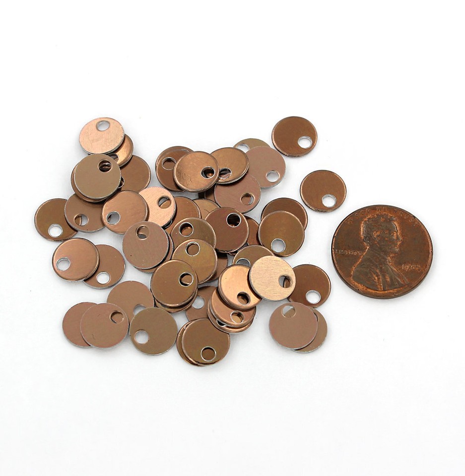 25 Aluminum Stamping Disc Tags 8.9mm Stamping Tags Copper Tone - MT094 ...