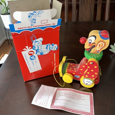 Fisher Price Squeaky The Clown Pull Toy 1995 Limited Edition. In Box ...