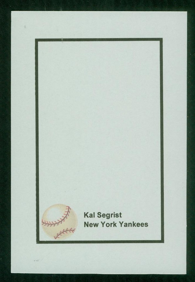 #0848, 4" x 6" Photo Card, Signed-Autographed, Kal Segrist, New York ...