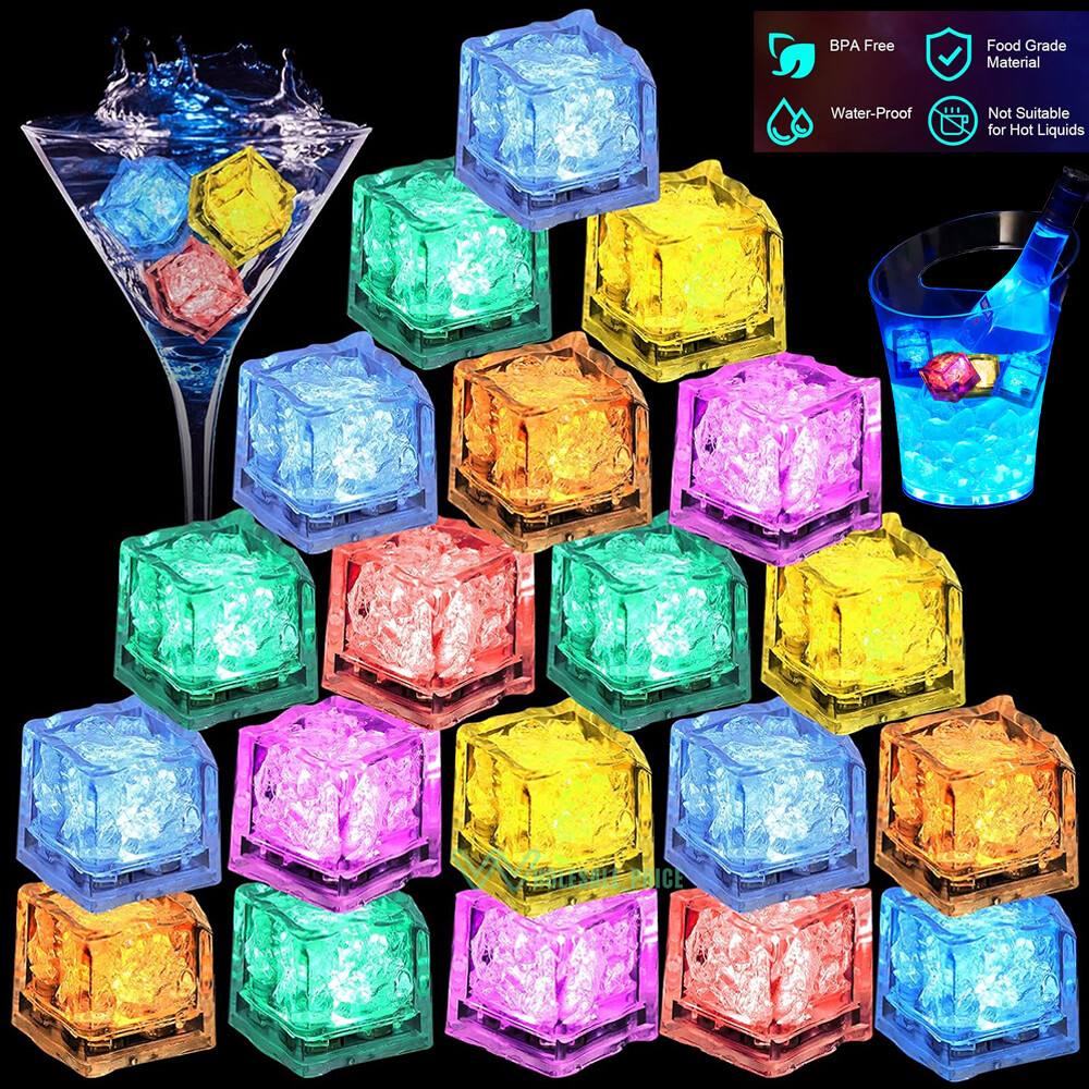 Flashing Ice Cubes Reusable REVO White LED Light Up Ice Cube™ | 12