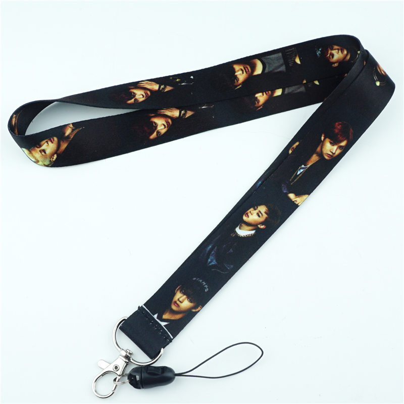 Korea Kpop Boys Lanyard Neck Strap Charms Cell Phone Rope KeyChain ...