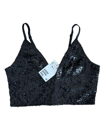 H&M Spaghetti Strap Sequence Top, Dressy Bra. Black Size XS. New With ...