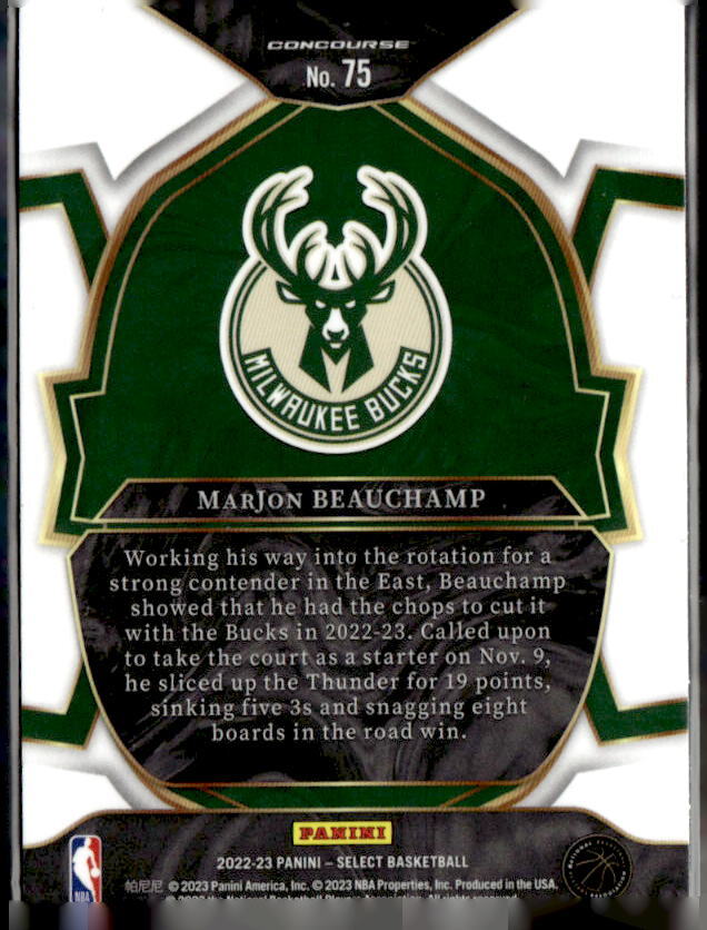 2022 Select Blue Concourse #75 Marjon Beauchamp Milwaukee Bucks | eBay